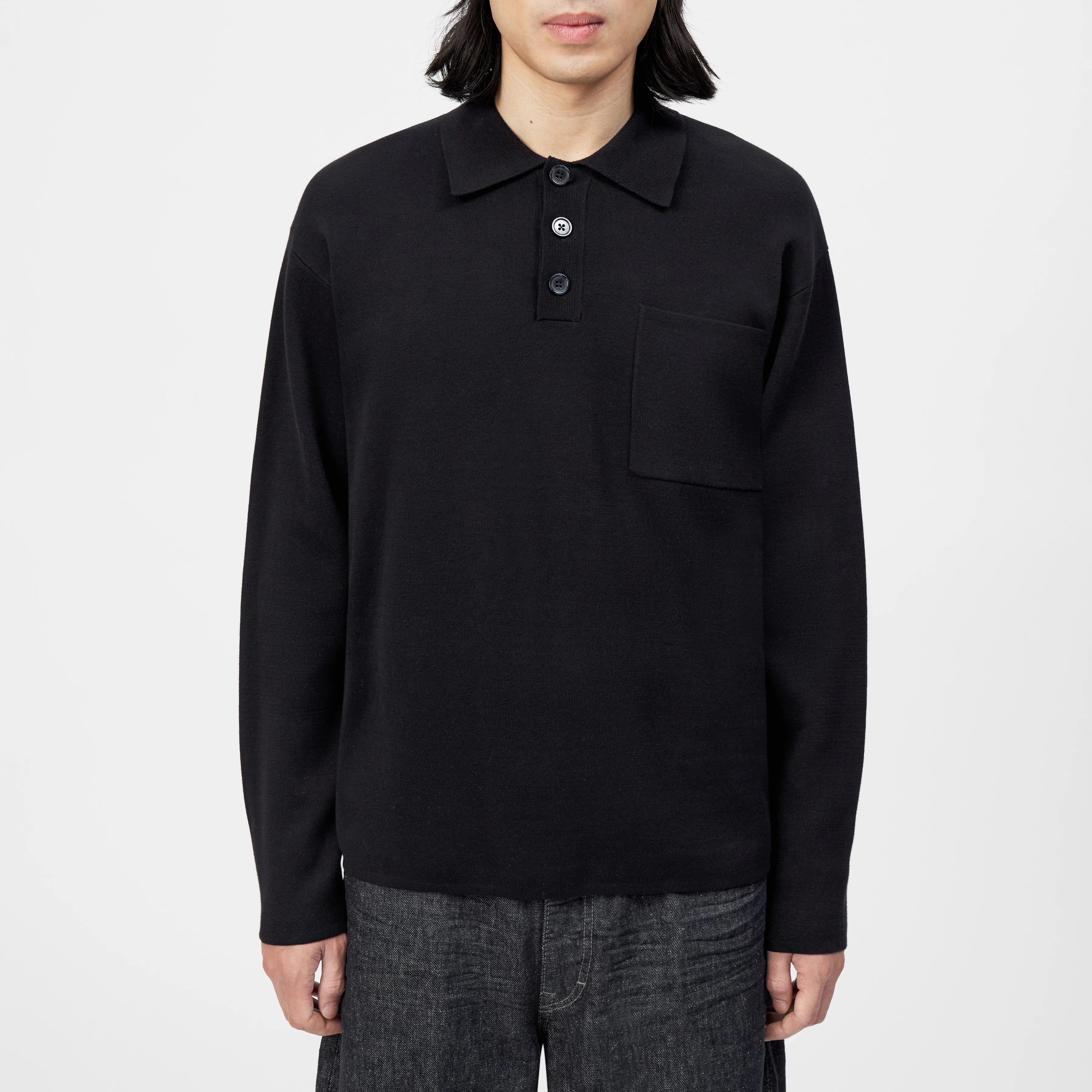 Herren Strick Poloshirt ELIASO in schwarz von DRYNAMIC