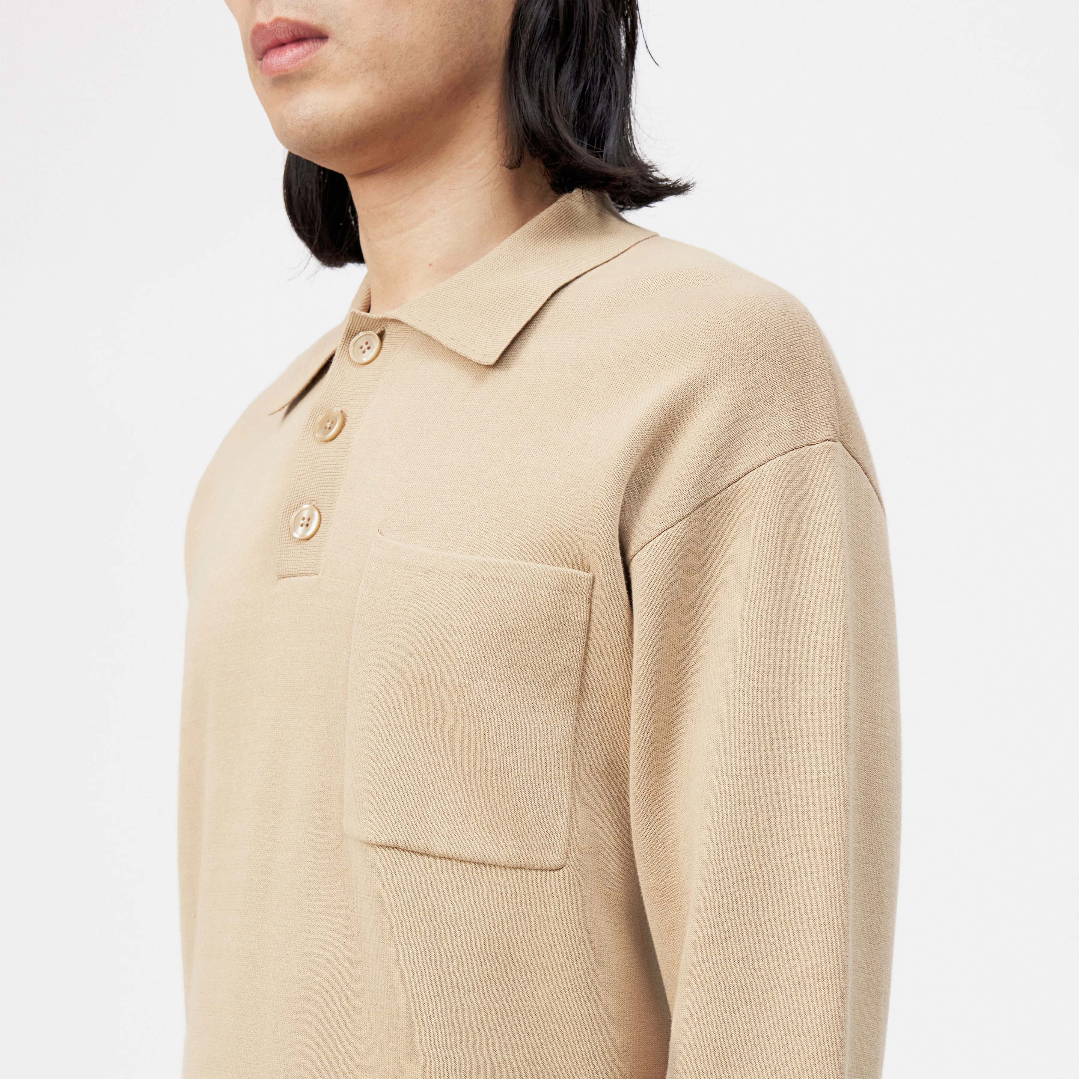 Herren Strick Poloshirt ELIASO in beige von DRYKORN