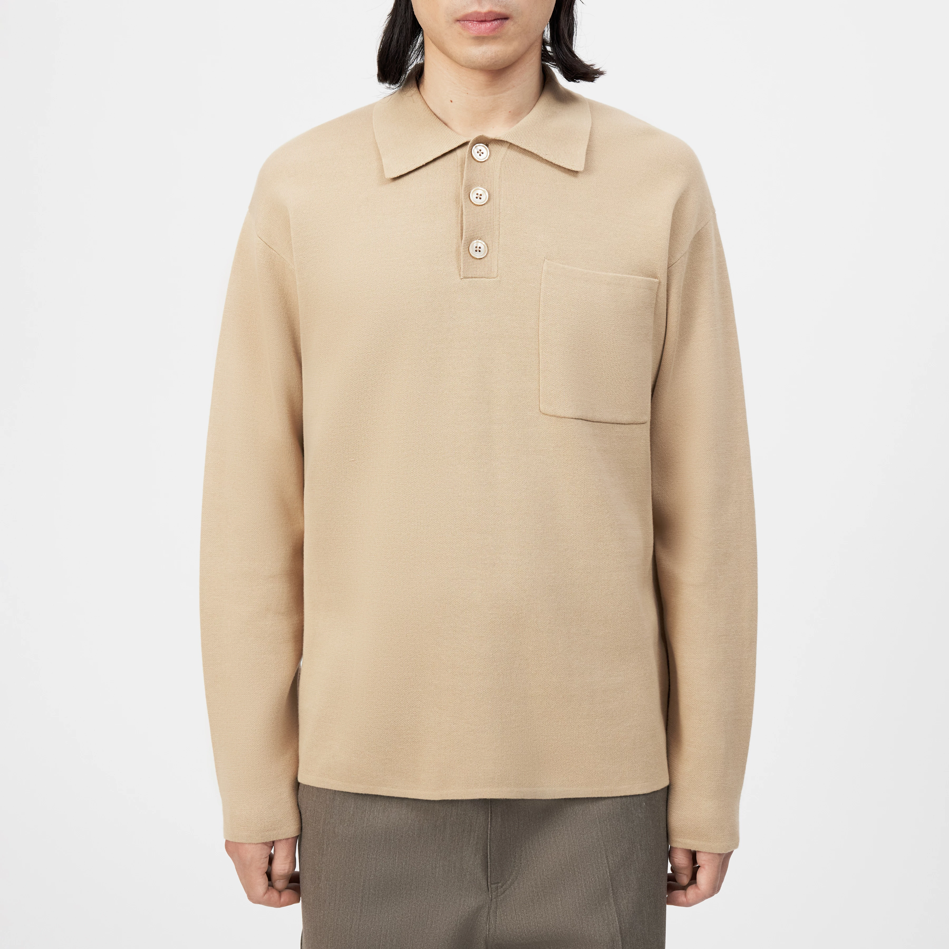 Herren Strick Poloshirt ELIASO in beige von DRYKORN