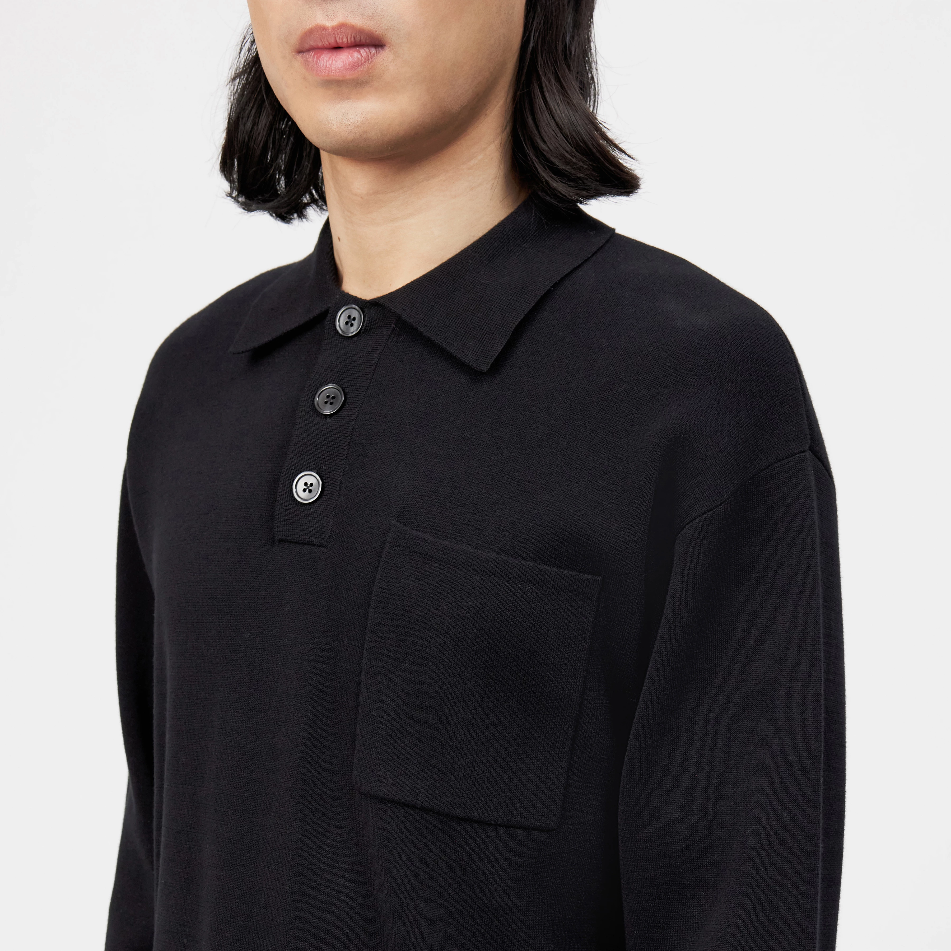 Herren Strick Poloshirt ELIASO in schwarz von DRYNAMIC